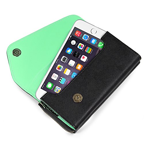 Kroo Clutch Wallet with Wristlet and Crossbody Strap for Smartphones or Phablets up to 5.7 Inch - Carrying Case - Frustration-Free Packaging - Green