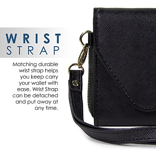 Kroo Clutch Wallet with Wristlet and Crossbody Strap for Smartphones or Phablets up to 5.7 Inch - Carrying Case - Frustration-Free Packaging - Green