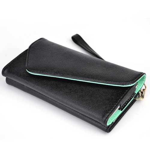 Kroo Clutch Wallet with Wristlet and Crossbody Strap for Smartphones or Phablets up to 5.7 Inch - Carrying Case - Frustration-Free Packaging - Green