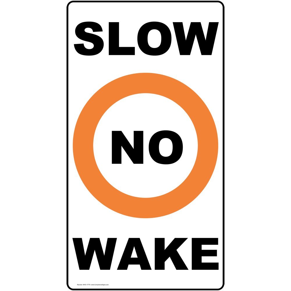 ComplianceSigns.com Slow No Wake Safety Label Decal, 24x13 inch 2-Pack Reflective Vinyl for Recreation