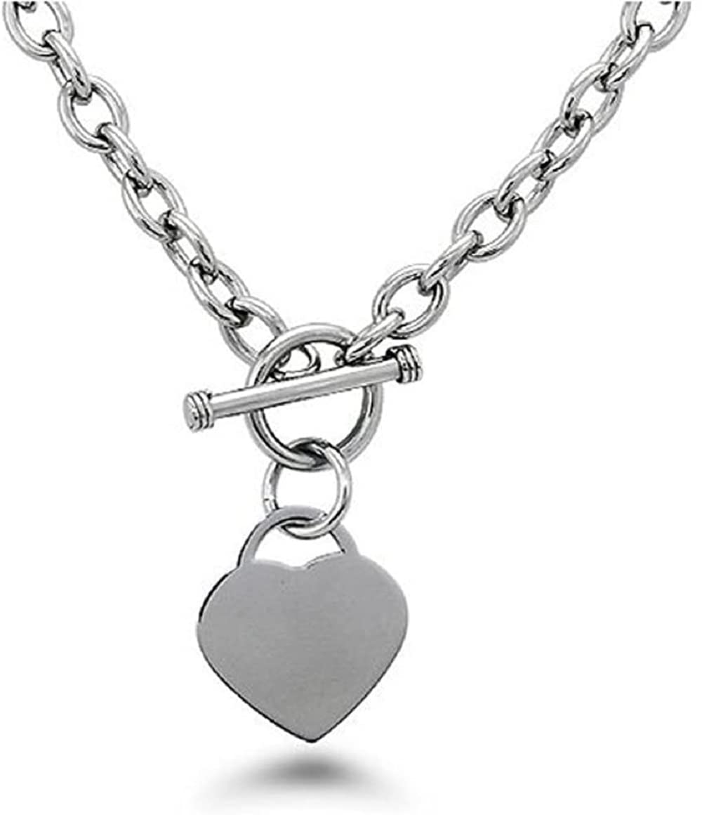 Comelyjewel Chain Necklace for Women, 18K White Gold Plated Chunky Chain Link Necklace with Heart Hypoallergenic Jewelry for Women (Length: 18")