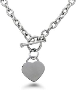 comelyjewel chain necklace for women, 18k white gold plated chunky chain link necklace with heart hypoallergenic jewelry for women (length: 18")