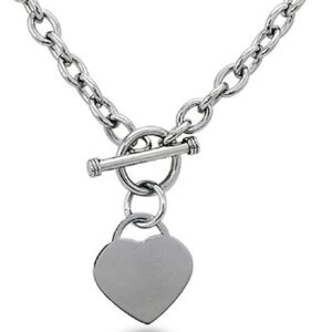 Comelyjewel Chain Necklace for Women, 18K White Gold Plated Chunky Chain Link Necklace with Heart Hypoallergenic Jewelry for Women (Length: 18")