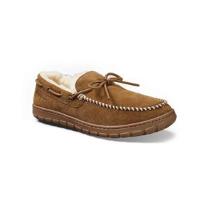 eddie bauer men's shearling-lined moccasin slipper, tan 8m