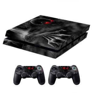 Skins for PS4 Controller - Decals for Playstation 4 Games - Stickers Cover for PS4 Console Sony Playstation Four Accessories PS4 Faceplate with Dualshock 4 Two Controllers Skin - Dark Skull