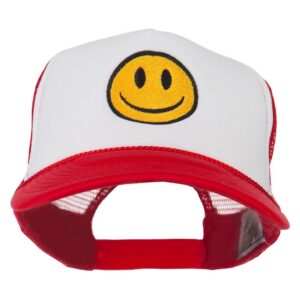 e4hats.com smile face embroidered foam mesh back cap - red white red osfm