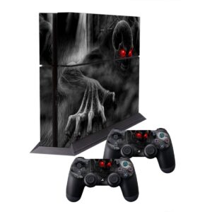 Skins for PS4 Controller - Decals for Playstation 4 Games - Stickers Cover for PS4 Console Sony Playstation Four Accessories PS4 Faceplate with Dualshock 4 Two Controllers Skin - Dark Skull