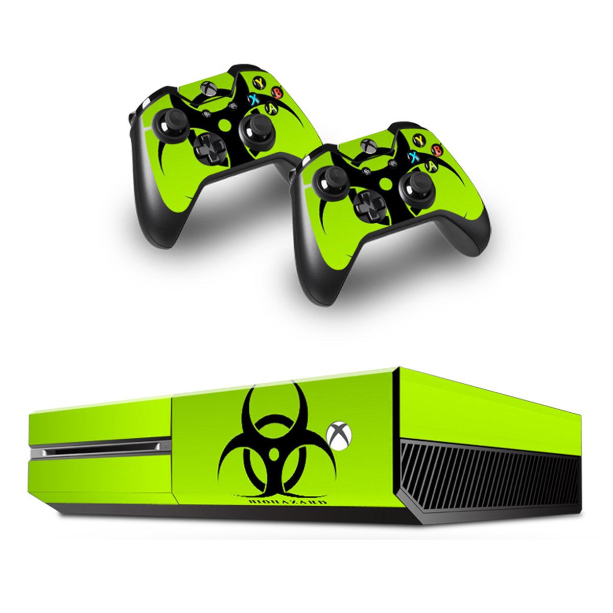 Skins Stickers Compatible for Xbox One Console and Controllers - Protective Vinyl Decals Covers - Biological Hazard - Leather Texture