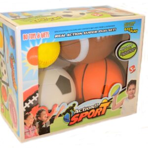 Set of 4 Sports Balls for Kids (Soccer Ball, Basketball, Football, Tennis Ball) By Bo Toys