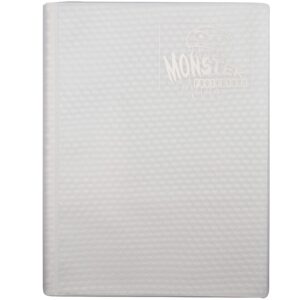 Monster Protectors 9 Pocket Trading Card Binder - Holofoil White w White Pages Album, Anti-Theft TCG Protection w Side Loading Padded Pockets, Double Sided, Holds 360 Cards, Sport, Kpop, Xmas Gift