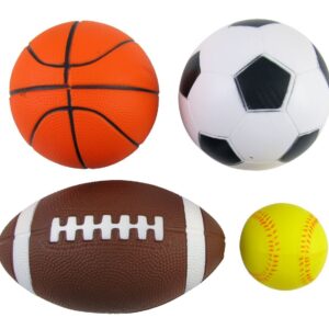 Set of 4 Sports Balls for Kids (Soccer Ball, Basketball, Football, Tennis Ball) By Bo Toys