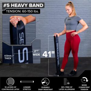 SERIOUS STEEL FITNESS Assisted 41" Pull-Up Band, Resistance & Stretch Band, Powerlifting Band & Pull-up Assist Loop Band (#5 Black - Single Band)