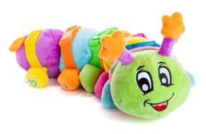 buckle toys - bentley caterpillar - travel with toddler must have activity toy - fine motor skill development - counting and color recognition stuffed animal