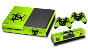 skins stickers compatible for xbox one console and controllers - protective vinyl decals covers - biological hazard - leather texture