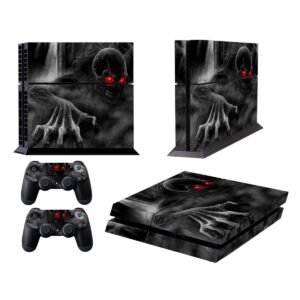 skins for ps4 controller - decals for playstation 4 games - stickers cover for ps4 console sony playstation four accessories ps4 faceplate with dualshock 4 two controllers skin - dark skull