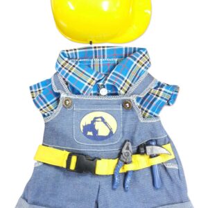 NEW Construction Worker with Hard Hat Outfit Teddy Bear Clothes Fit 14" - 18" Build-a-bear, Vermont Teddy Bears, and Make Your Own Stuffed Animals