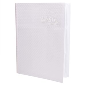 monster protectors 9 pocket trading card binder - holofoil white w white pages album, anti-theft tcg protection w side loading padded pockets, double sided, holds 360 cards, sport, kpop, xmas gift