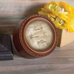 Cottage Garden Grant Me The Serenity Accept Woodgrain Rope Trim Petite Round Jewelry and Keepsake Box