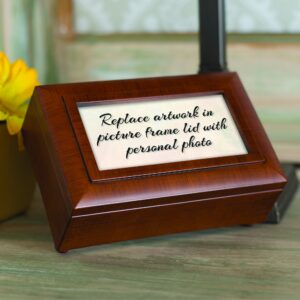 Cottage Garden Love My Golden Retriever Rich Woodgrain Finish Petite Jewelry Music Box - Plays Song Wonderful World