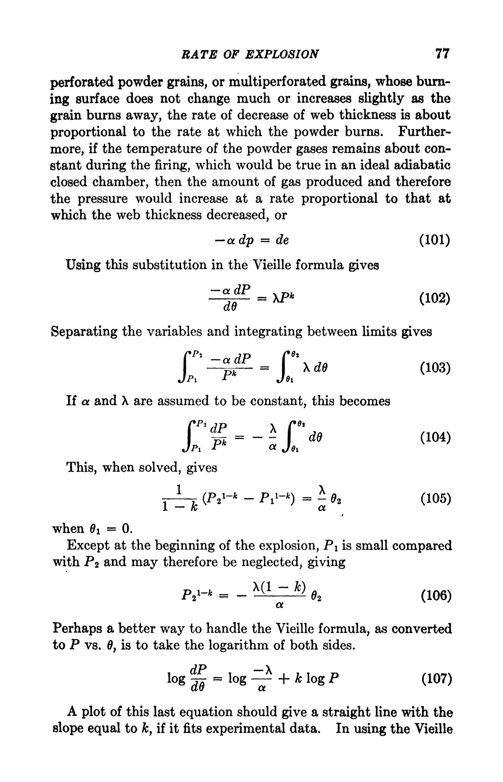 The Thermodynamics of Firearms. Design of firearms as heat engines and the interior and exterior ballistics of projectiles. NOTE PAGES 56 and 57 HAVE BEEN UPDATED. [ReImaged Loose Leaf Facsimile.]