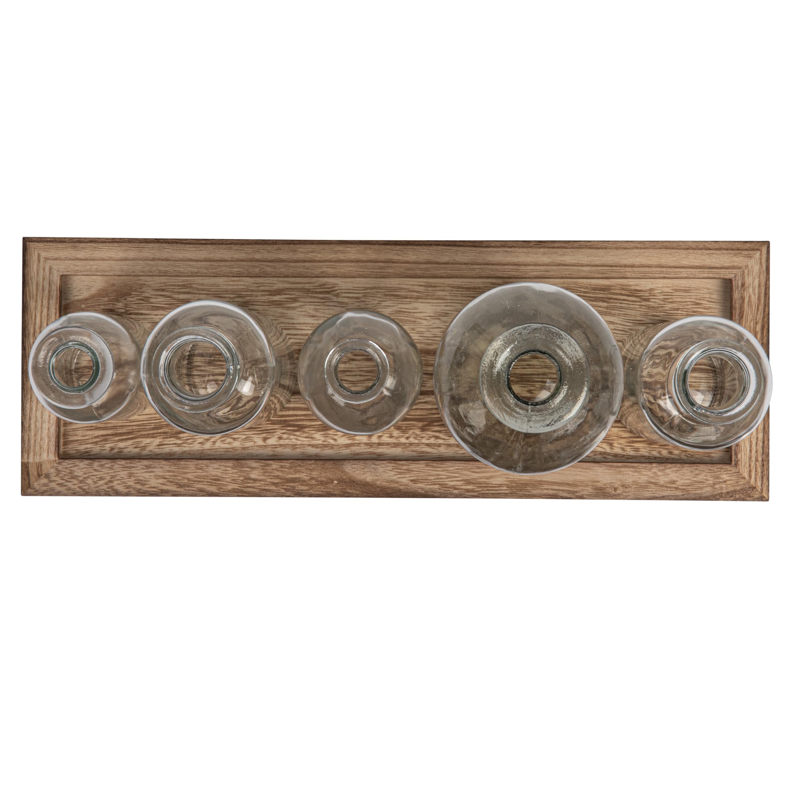 Creative Co-Op Set of 5 Vintage Bottle Vases on Wood Tray