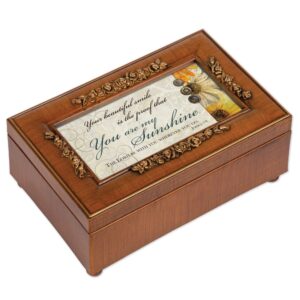 cottage garden you are my sunshine rich walnut finish rose petite music box - plays song you are my sunshine