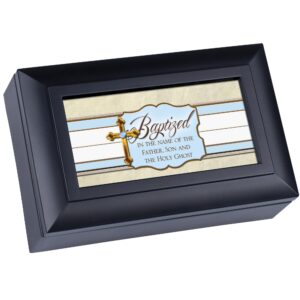 cottage garden baptized in name of father son matte black jewelry music box plays amazing grace