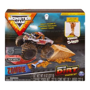 monster jam, zombie monster dirt starter set, featuring 8oz of monster dirt and official 1:64 scale die-cast truck