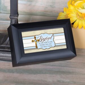 Cottage Garden Baptized in Name of Father Son Matte Black Jewelry Music Box Plays Amazing Grace