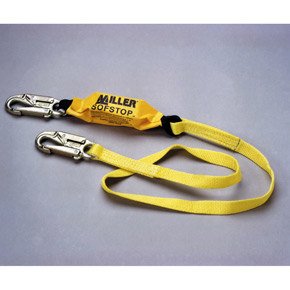 honeywell 4' max double-legged web lanyard with one locking snap hook and two rebar hooks 980wrs/4ft