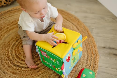 Genius Baby Toys Surprise Box for Baby - What's Inside Box with 8 Sensory Toys for Baby, 7" Square Cube - Deluxe, Perfect Size for Small Hands