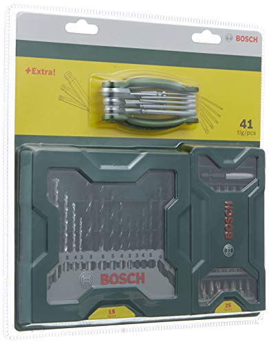 Bosch Home and Garden 2607017333 15 Mixed Drill 25-Piece Screwdriver bit Set + Folding hex Tool