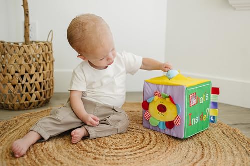 Genius Baby Toys Surprise Box for Baby - What's Inside Box with 8 Sensory Toys for Baby, 7" Square Cube - Deluxe, Perfect Size for Small Hands