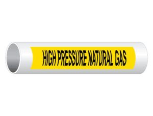 compliancesigns.com high pressure natural gas label decal, 8x2 in. vinyl 50-pack for hazmat, pipe markers