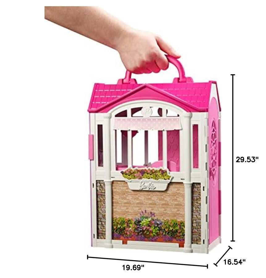 Barbie Doll House, Glam Getaway Portable House Playset with Carry Handle & 20+ Accessories Including Furniture & Décor