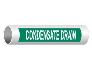 compliancesigns.com condensate drain english + spanish asme a13.1 pipe label decal, 8x2 in. 50-pack vinyl for pipe markers