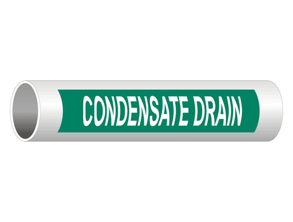 ComplianceSigns.com Condensate Drain English + Spanish ASME A13.1 Pipe Label Decal, 8x2 in. 50-Pack Vinyl for Pipe Markers