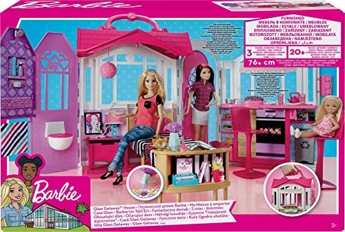 Barbie Doll House, Glam Getaway Portable House Playset with Carry Handle & 20+ Accessories Including Furniture & Décor