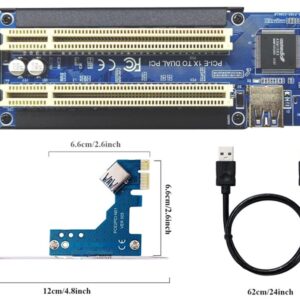 Sintech PCI-E Express X1 to Dual PCI Riser Extender Card with Low Profile Bracket