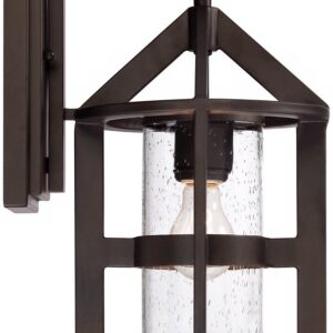 John Timberland Argentine Rustic Farmhouse Outdoor Wall Light Fixture Bronze 17" Clear Seedy Cylinder Glass for Exterior Barn Deck House Porch Yard Patio Outside Garage Front Door Garden Home