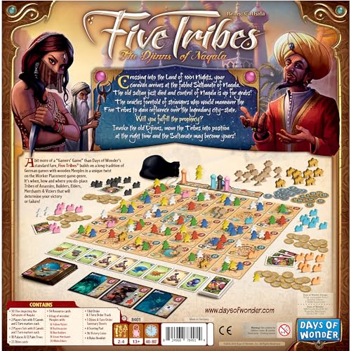 Five Tribes Board Game - Conquer The Sultanate of Naqala! Worker Placement Strategy Game for Kids & Adults, Ages 13+, 2-4 Players, 40-80 Minute Playtime, Made by Days of Wonder