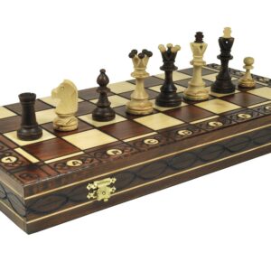 Brown Senator Wooden Chess Set - Weighted Chessmen 16 x 16