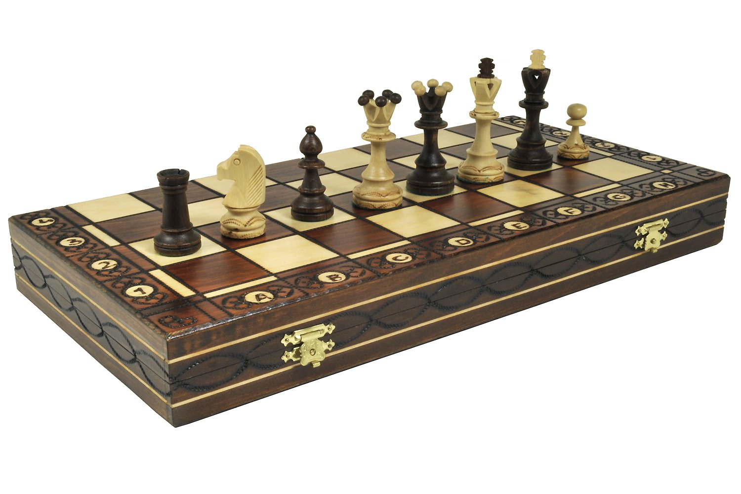 Brown Senator Wooden Chess Set - Weighted Chessmen 16 x 16