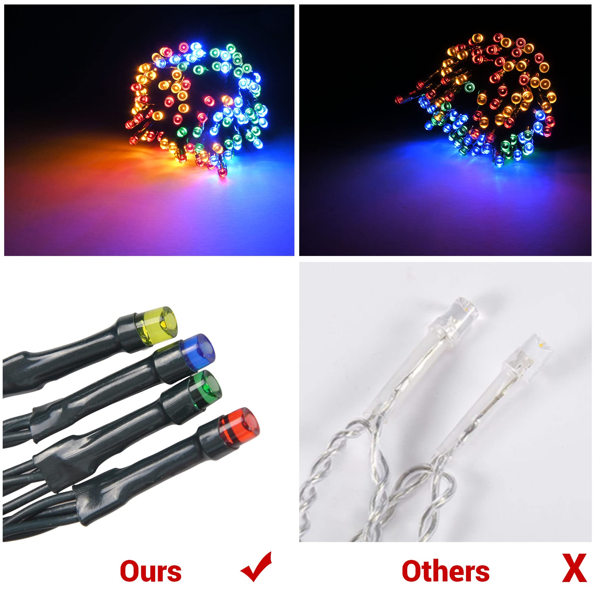 Yescom Solar String Lights 36FT 100 LED Waterproof RGBY Solar Xmas Lights Outdoor Decoration for Wedding Party Garden Tree Yard