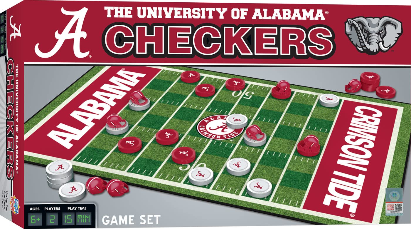 MasterPieces Family Game - NCAA Alabama Crimson Tide Checkers - Officially Licensed Board Game for Kids & Adults 13" x 21"