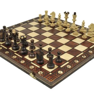 Brown Senator Wooden Chess Set - Weighted Chessmen 16 x 16