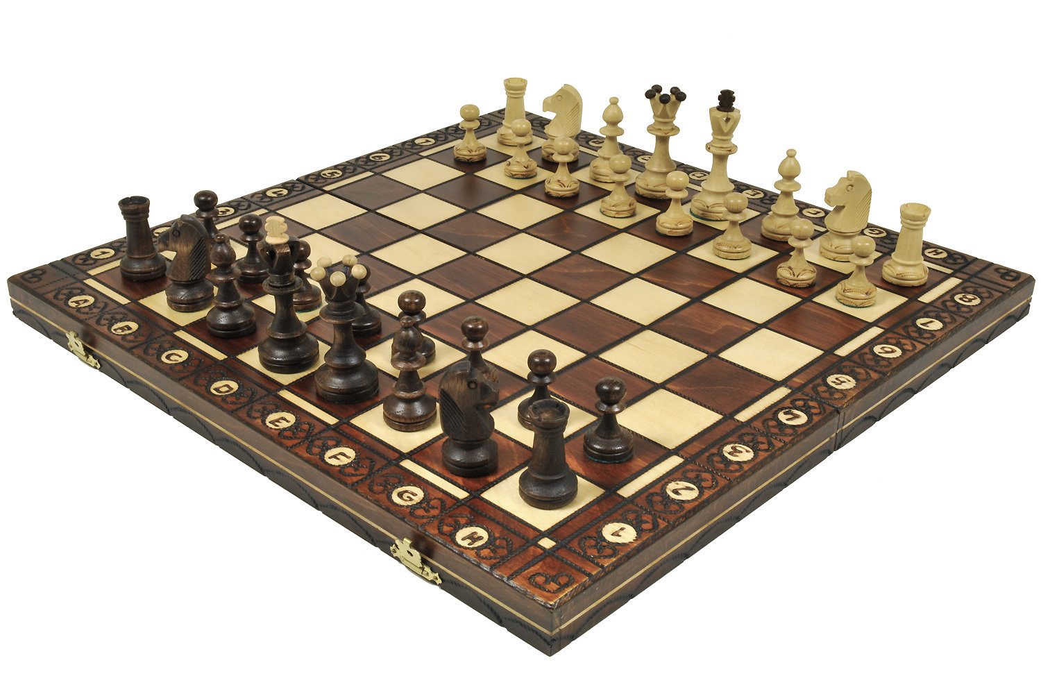 Brown Senator Wooden Chess Set - Weighted Chessmen 16 x 16