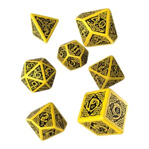 Celtic 3D Revised Yellow & Black Dice Set (7) [Refreshed Design]