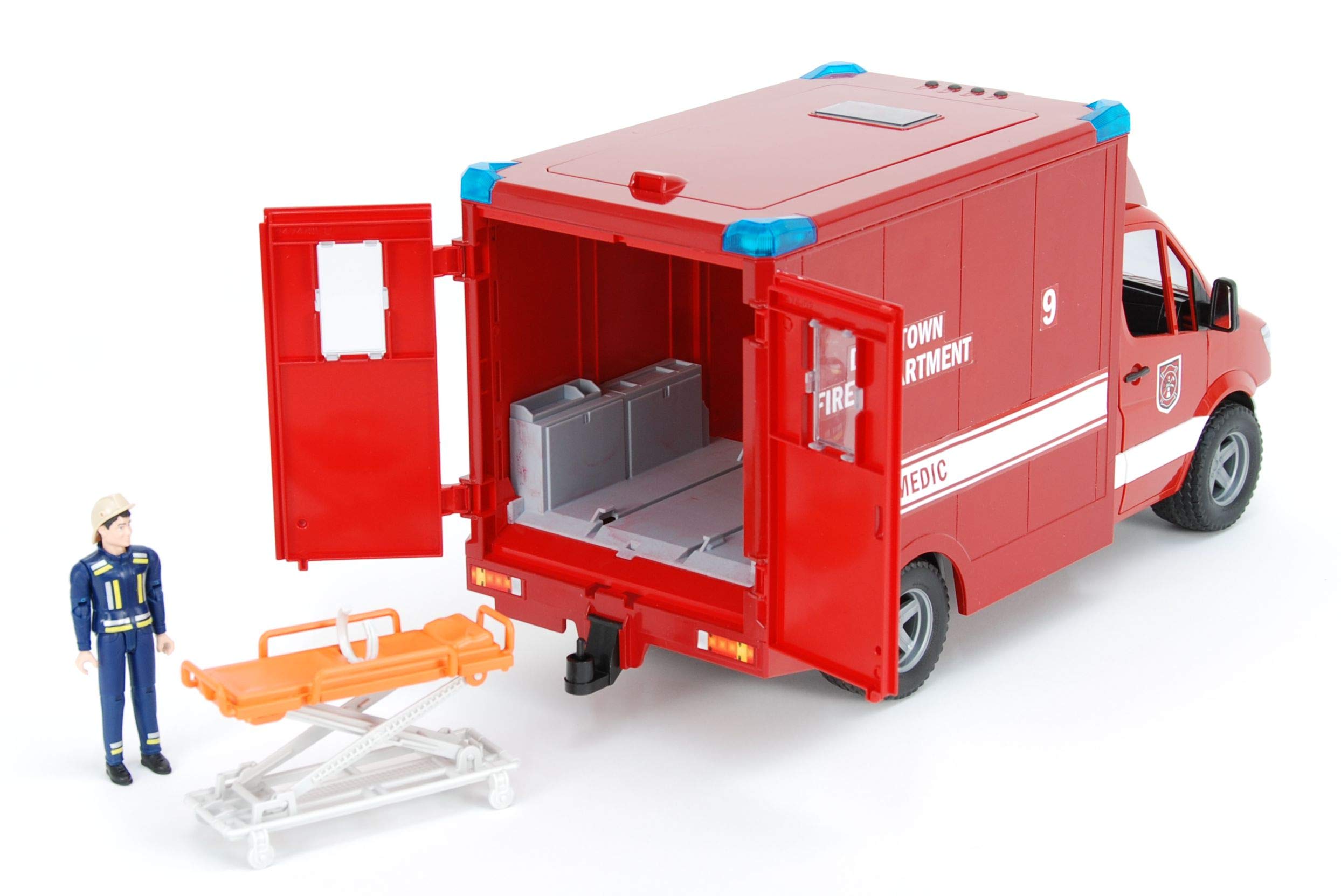 Bruder 02539 MB Sprinter Paramedic with Fireman, Integrated Light & Sound Module