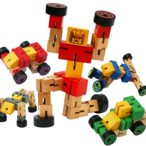 TOWO Wooden Transforming Vehicle Robot - Transfigures Toys for Travel Toys - Construction Toys Building Set - Wooden Transforming Toys 3 Year Old Boys Girls Holiday -Stocking Fillers Stuffers -Red